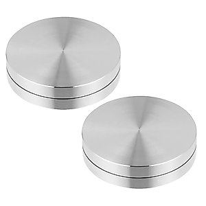 DOITOOL 2pcs Dining Table Aluminum Turntable Round Aluminum Rotating Bearing Plate Aluminum Discs Cake Decorating Stand Cake Revolving Cake Turntable Base Ball to Rotate Aluminum Alloy Cd