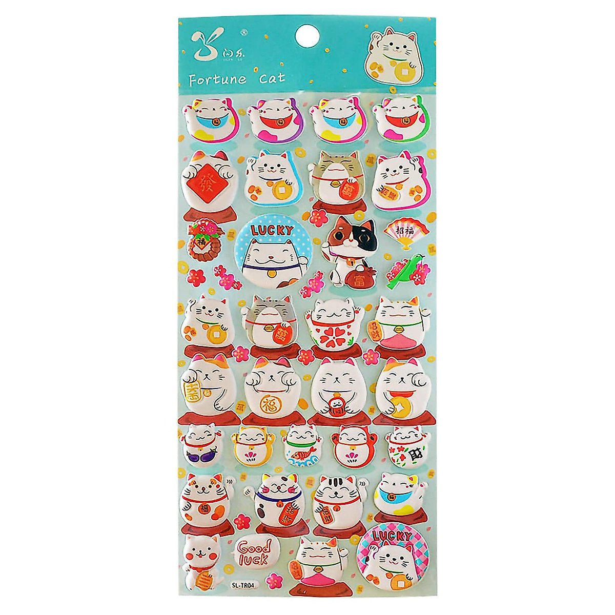 EatingBiting 4 Sheets More Than 140pcs Japanese Maneki Neko Foam Stickers Lucky Fortune Fengshui Stickers Diary Scrap Book Scrapbooking Decor Decoration School Office Stationery Reward Gift
