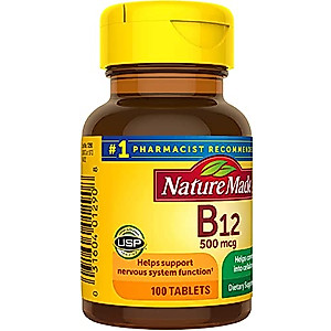 Nature Made Vitamin B-12 500 mcg Tablets 100 ea (Pack of 2)