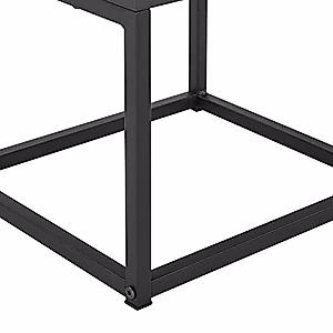 MUSEHOMEINC Simple End Table with Drawer and Shelf for Any Room,Nightstand,Metal Leg Design (Black)