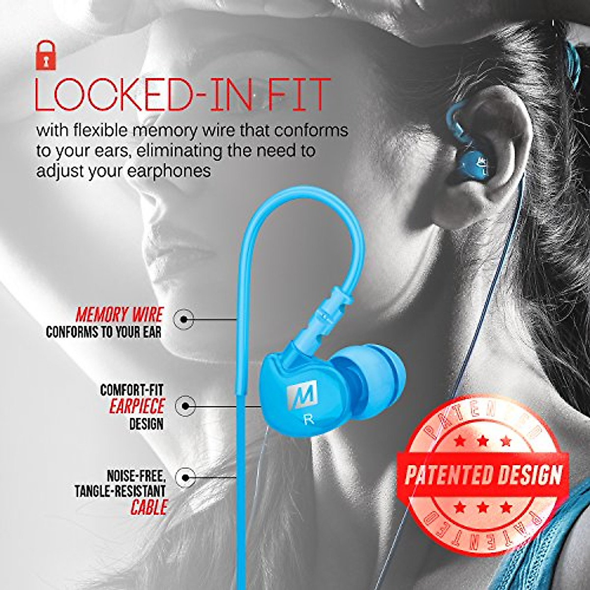 MEE audio Sport-Fi M6 Noise Isolating In-Ear Headphones with Memory Wire (Teal)