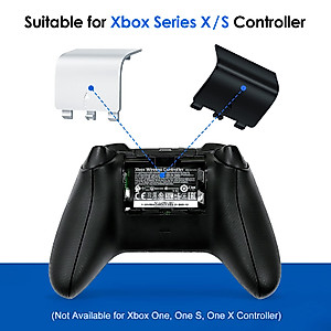 Battery Cover for Xbox Core Controller, Universal Replacement Battery Back Door Lid for Xbox Series X & Wireless Controller Black White, 4Pcs Batteries Caps Shell Repair Part for Xbox Series S Remote