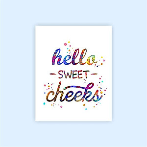 Dignovel Studios Unframed (Set of 4) 8X10 Funny Bathroom Signs Have a Nice Poop Funny Watercolor Wall Art Prints dnc18