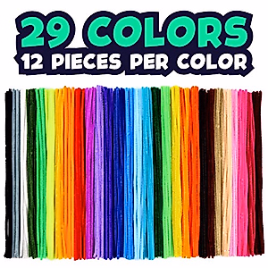 Carl & Kay 348 Pipe Cleaners & 48 Googly Eyes - Chenille Stems Pipe Cleaners Craft - Colorful Pipe Cleaners for Crafts - Colored Pipe Cleaners for Kids - Bulk Pipe Cleaners - Soft Fuzzy Chenille Stems