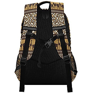 African Leopard Giraffe Animals Print Backpacks Travel Laptop Daypack School Book Bag for Men Women Teens Kids