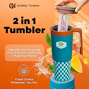 40 oz Travel Tumbler with Removable Infuser- Double Wall Vacuum Insulated Leak Proof Tumbler with Handle, Stainless Steel Travel Mug with Lid for Tea Coffee &Juice Sports Water Flask Cup 2-in-1