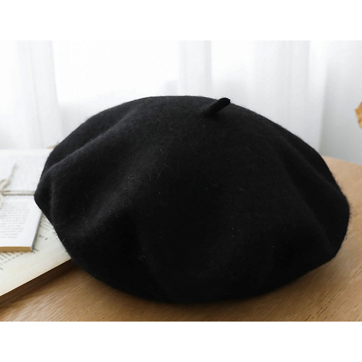 Kids Girls French Beret Hat Artist Hat Solid Warm Beanie Cap Winter Autumn (Black, 1)