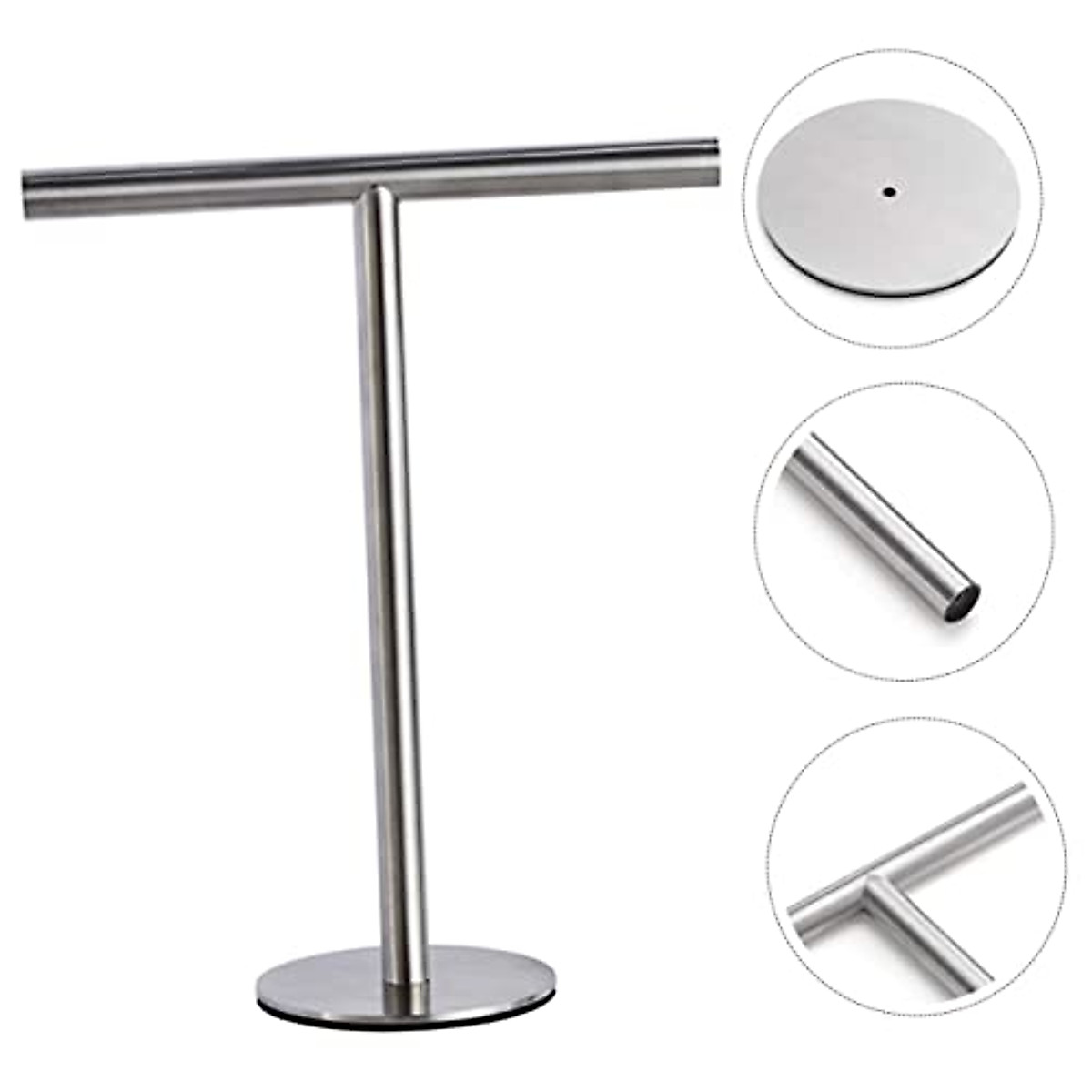 Zerodeko Stainless Steel Towel Bar Towel Hooks Washcloths Hand Towel Stand T-Shape Towel Rack Countertop Towel Stand Watch Rack Standing Towel Storage Holder Balanced Base Towel Holder Pole