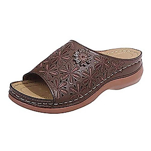 justHIGH Women's Open Toe Classic Roman Style Sandals Stretch Flatform Slide Sandal