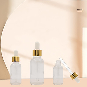 AGZHTYJQ 12 Pcs Glass Dropper Bottles with Eye Dropper Dispensers Lab Dropping Bottles with 2Pcs Long Pipettes 2Funnel and12 Label for Travel Cuticle Massage Essential Oils Perfume (Clear,1oz)