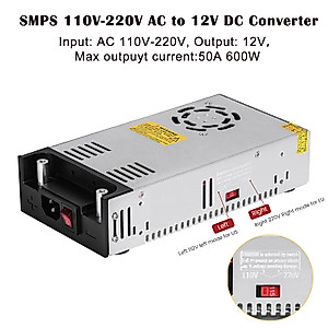 New Version AC to DC Converter,Titoe SMPS 110V-220V AC to 12V DC Converter Power Supply Adjustable Switch Power Supply Transformer Max 50A 600W Built in Cooling Fan