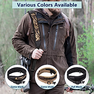 EZshoot Two Point Sling Rifle Sling with Swivels, Gun Sling Comfortable Neoprene Padded Shotgun Sling, Rifle Shoulder Strap Length Adjustable for Outdoors Camo Black