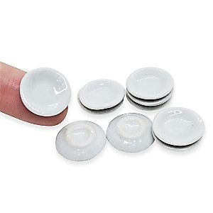 ChangThai Design Very Tiny ⅝ Inch Diameter White Round Ceramic Plate 10 Pieces Set - Miniature Tableware Tray Bowl Crockery Cutlery Kitchenware Handmade Mini Porcelain Decorative Collectible Gifts