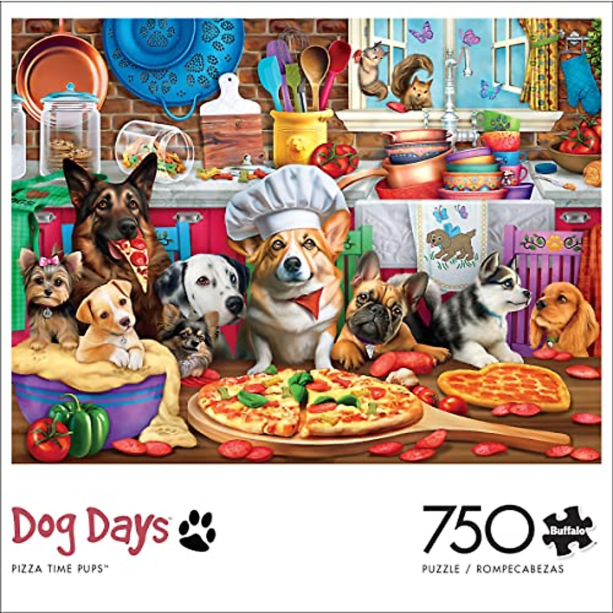 Buffalo Games - Pizza Time Pups - 750 Piece Jigsaw Puzzle & Beachcombers - 750 Piece Jigsaw Puzzle Multicolor, 24" L X 18" W