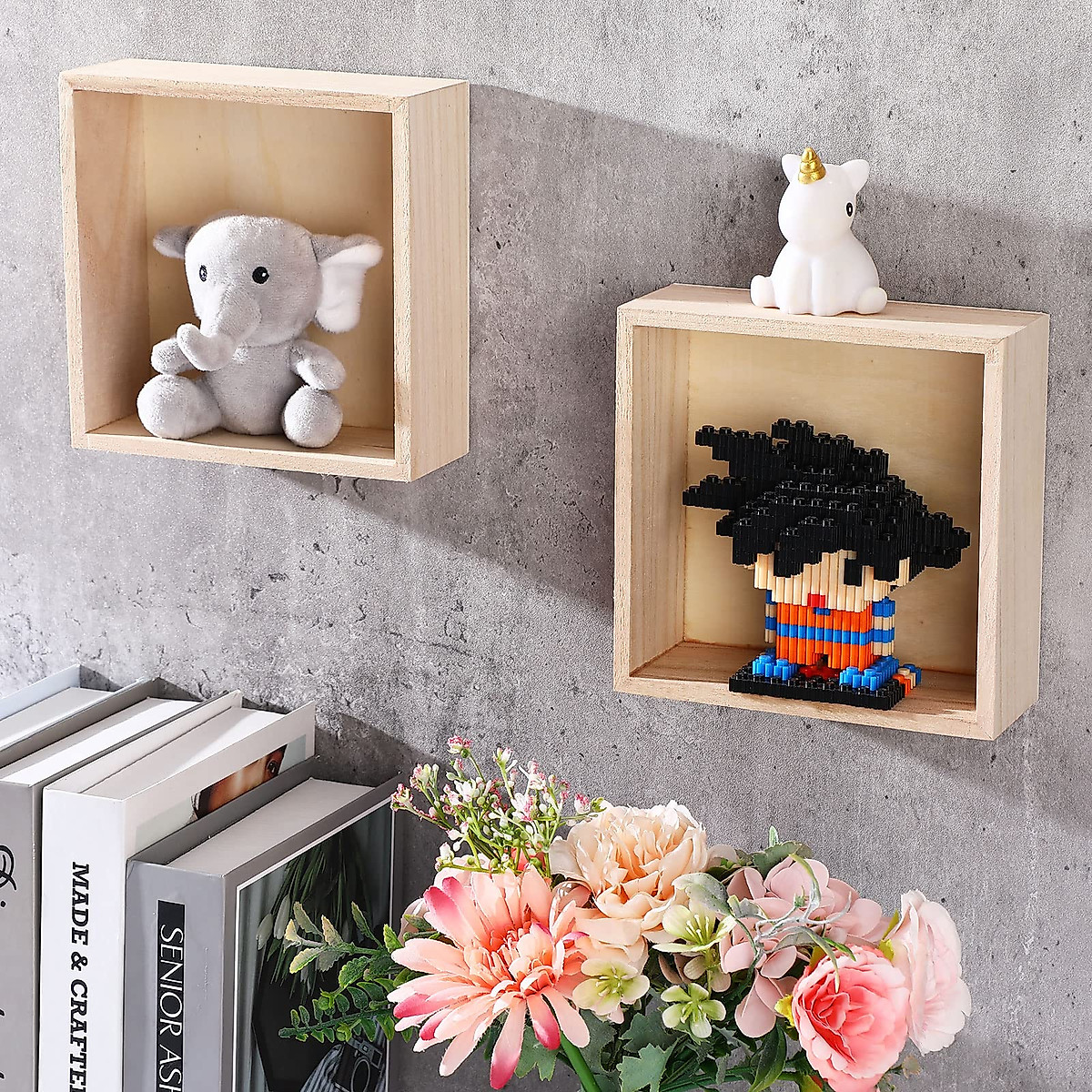 6 Pack Unfinished Wooden Box, 6 x 6 Inch Square Rustic Wooden Box Craft Storage Organizer Box for Storage, Art Collectibles, Home Decor, Desktop Decor, Succulent Plant Pot, Drawer, DIY Craft