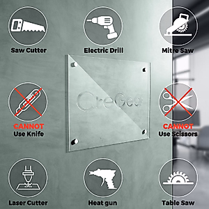 Plexiglass Sheets Clear Acrylic Sheets - 6 Pieces of CreGear 12" x 12" 0.04" Thick Transparent Plexi Glass, for Craft, Photo Frame, Signs, DIY Display Projects - Cut to Size with Laser or Saw Tools