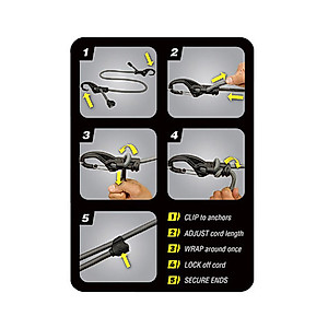 Bungee Cord, Carabiner, 10 in.L, 23/64 in.D