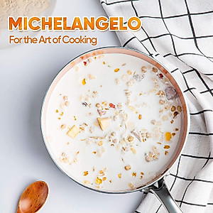 MICHELANGELO 1 Quart + 2 Quart Saucepan Set with Lid, Ultra Nonstick Coppper Sauce Pan with Lid, Small Pot with Lid, Ceramic Nonstick Saucepan 1 + 2 quart Set, Small Sauce Pot, Copper Pot 1+2 Qt, Cera