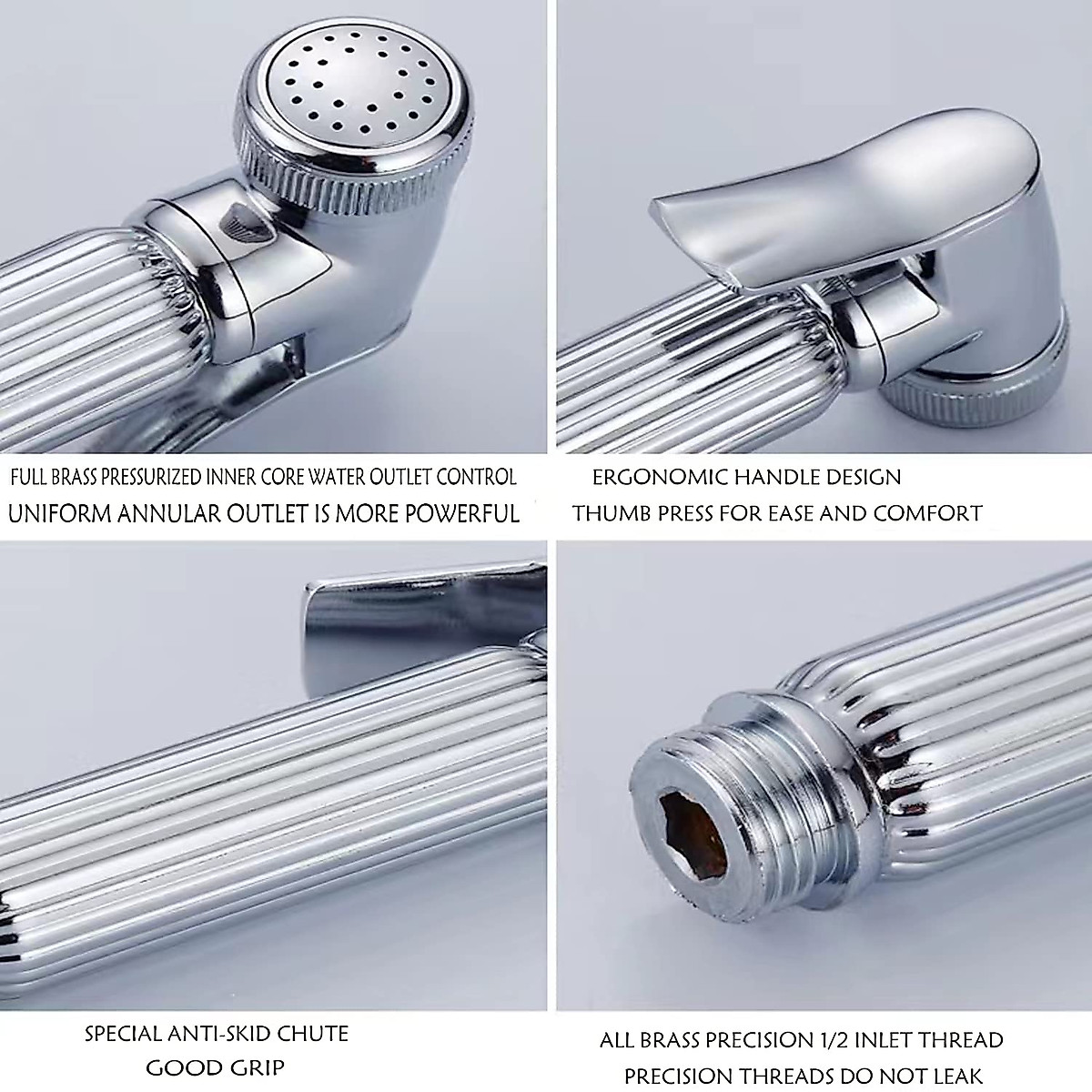 HOYOJU Solid Brass Handheld Bidet Sprayer Toilet-Adjustable Water Pressure Control with Bidet Hose for Feminine Wash Bidet Faucets Sprayer for Kitchen and Toilet Cleaning