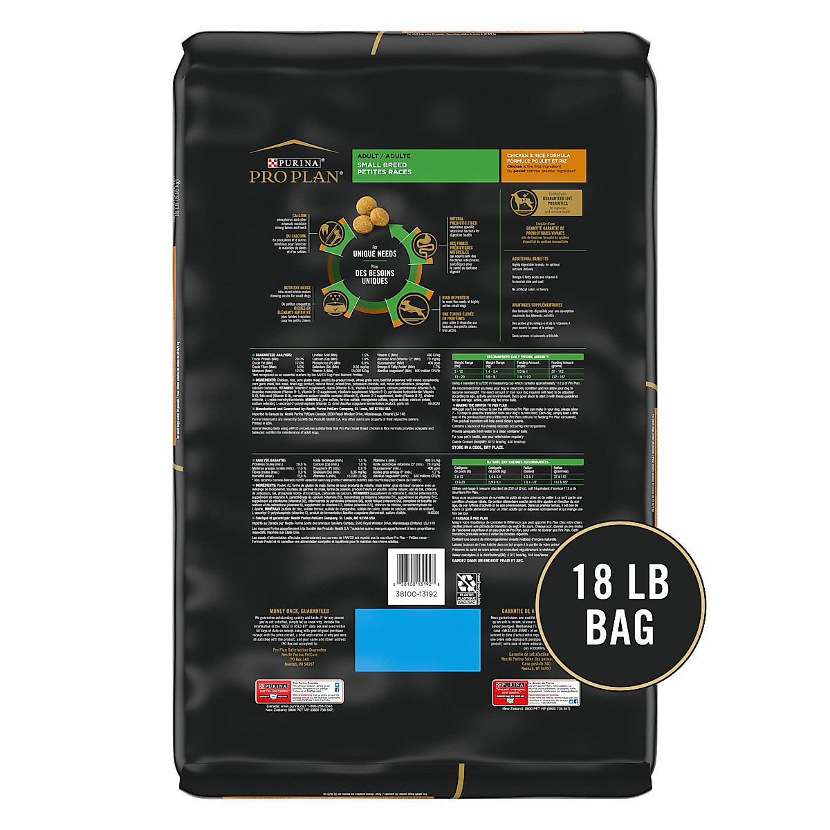 Purina Pro Plan High Protein Small Breed Dog Food, Chicken & Rice Formula - 18 lb. Bag