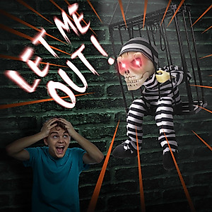 Hanging Ghosts Halloween Decor, Yelling Scary Animated Halloween Decorations Indoor Outdoor, Spirit Talking Skull Props