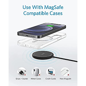 Anker Magnetic Wireless Charger, 5ft USB-C Cable with Detachable USB-A Connector, PowerWave Magnetic Pad Slim Only for iPhone 14/14 Pro/14 Pro Max/13/13 Pro Max (No AC Adapter)