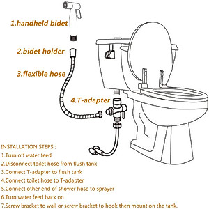 Handheld Toilet Bidet Sprayer Set Kit Stainless Steel Hand Faucet for Bathroom Shower Head Self Cleaning
