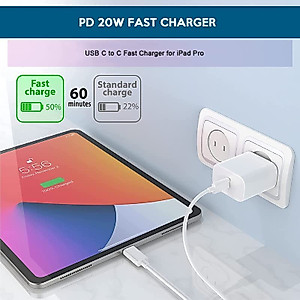 iPad Charger,20W Super Quick USB C Fast Charger [Apple MFi Certified] iPad Charger with 10FT Extra Long USB C Cable for iPad 10th,iPad Pro 12.9/11 inch 2022/2021/2020/2018,iPad Air 5/4th,iPad Mini 6