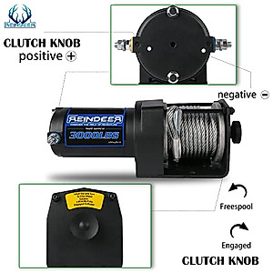 REINDEER New 12V Winch 3000 lb Load Capacity Electric Winch Kit for ATV UTV Steel Cable Wire Rope with Hawse Fairlead Waterproof IP67 with Wireless Remotes