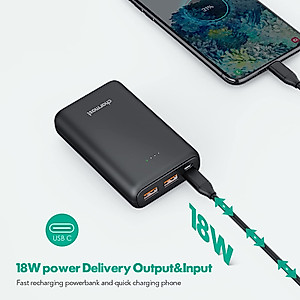Charmast Portable Charger, Small 10000 Quick Charge Battery Pack, USB C Power Bank Fast Charging Mini Portable Battery Charger for iPhone, Samsung, More Phones