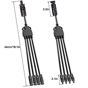 Goupchn Solar Y Branch Connectors 1 Pair Solar Panel Parallel Connectors 1 to 4 Splitter Solar Cable Wire Plug Tool Kit for Solar Panel
