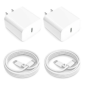 [MFi Certified] iPhone 14 13 12 11 Fast Charger, 2Pack 20W PD Type C Wall Charger Block with 6FT USB-C to Lightning Cables Compatible with iPhone 14/13/ 12/11/ XS/XR/X/ 8 Plus/iPad,White