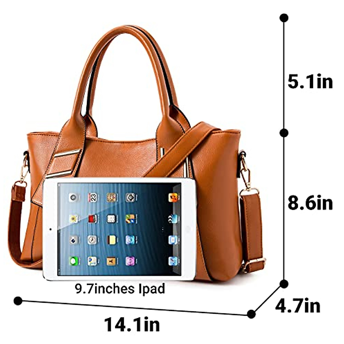 TIBES Fashion Synthetic Leather Handbag Messenger Bag for Women Brown Purse