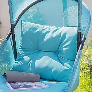 Barton Hanging Chair Egg Chair with Canopy and Cushion for Indoor/Outdoor Basket Lounge Collapsible Egg Chair Seat, Aqua