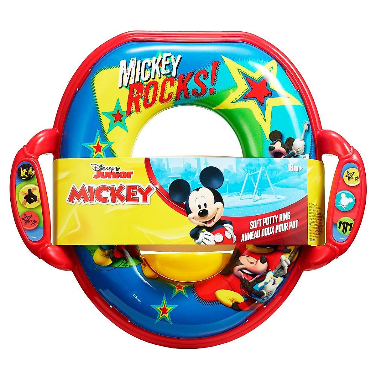 The First Years Disney Mickey Mouse Soft Potty Seat - Cushioned Toddler Toilet Seat Attachment - Toddler Potty Training Toilet Seat with Handles - Ages 18 Months and Up