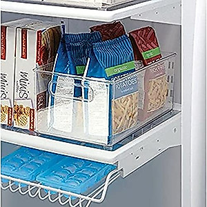 Lifetime Appliance Parts UPGRADED 2 x Clear Organizer Storage Bin with Handle Compatible with Kitchen I Best Compatible with Refrigerators, Cabinets & Food Pantry - 10" x 5" x 6"