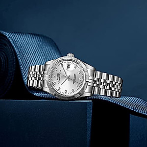 BUREI Luxury Automatic Watches for Men Analog Date Waterproof Wrist Watches with Adjustable Stainless Steel Band and Bracelet Set