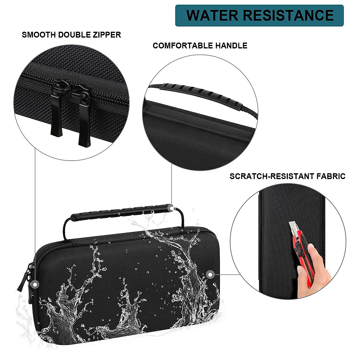 Supmay Hard Carrying Case for Texas Instruments TI-Nspire CX II CAS/TI-Nspire CX II Color Graphing Calculator, Storage Holder with Mesh Pockets for Charger Cable, User Manual and More, Black