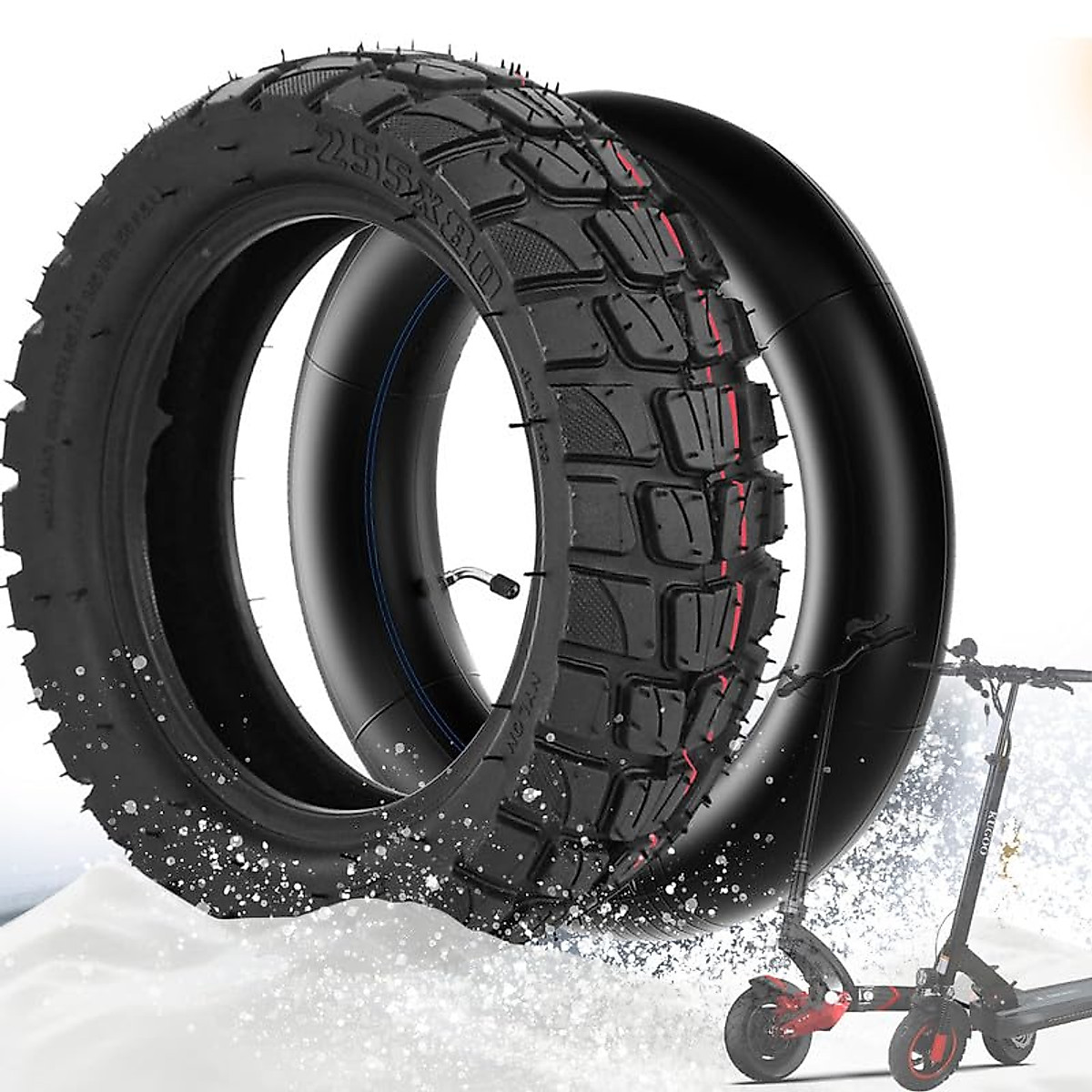 Stormytime 10x3 255x80 80/65-6 Off-road Rubber Outer Tire & Inner Tube Set Replacement for Zero 10x/ Apollo Pro/Kugoo M4 Pro Electric Scooter Go karts ATV Quad Speedway| Anti-explosion 10 inch Tyre