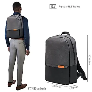 Everki 106 Light Compact 15.6-Inch Laptop Backpack with Hidden Pocket, Commute, College, School, Men or Women (EKP106) Charcoal