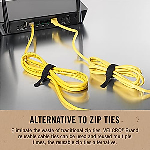 VELCRO Brand ECO Collection | 5 Inch Small Straps for Cords | Reusable Cable Ties | 3/8" Wide, Black, 50 Pack