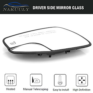 Nakuuly Mirror Glass Passenger Right Side Compatible with 2013-2020 Ford Fusion Side View Heated Convex Mirror Glass with Rear Holder Replace # DS7Z17K707B
