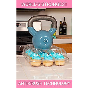 (12Pack x 12 Sets) STACK'nGO Cupcake Carriers - Sturdy Strong High Tall Dome Containers Plastic Disposable Storage Boxes Dozen Compartments Slots Holder Cupcakes Box Tray Container Cup Cake Holders