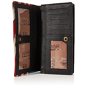 Anna by Anuschka Women's Hand-Painted Genuine Leather Two Fold Clutch Wallet - Stars and Stripes Black