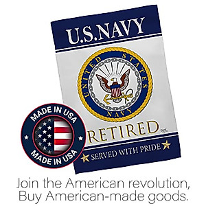 Breeze Decor US Navy Garden Flag Set with Stand Armed Forces USN Seabee United State American Military Veteran Retire Official House Banner Small Yard Gift Double-Sided, Made in USA