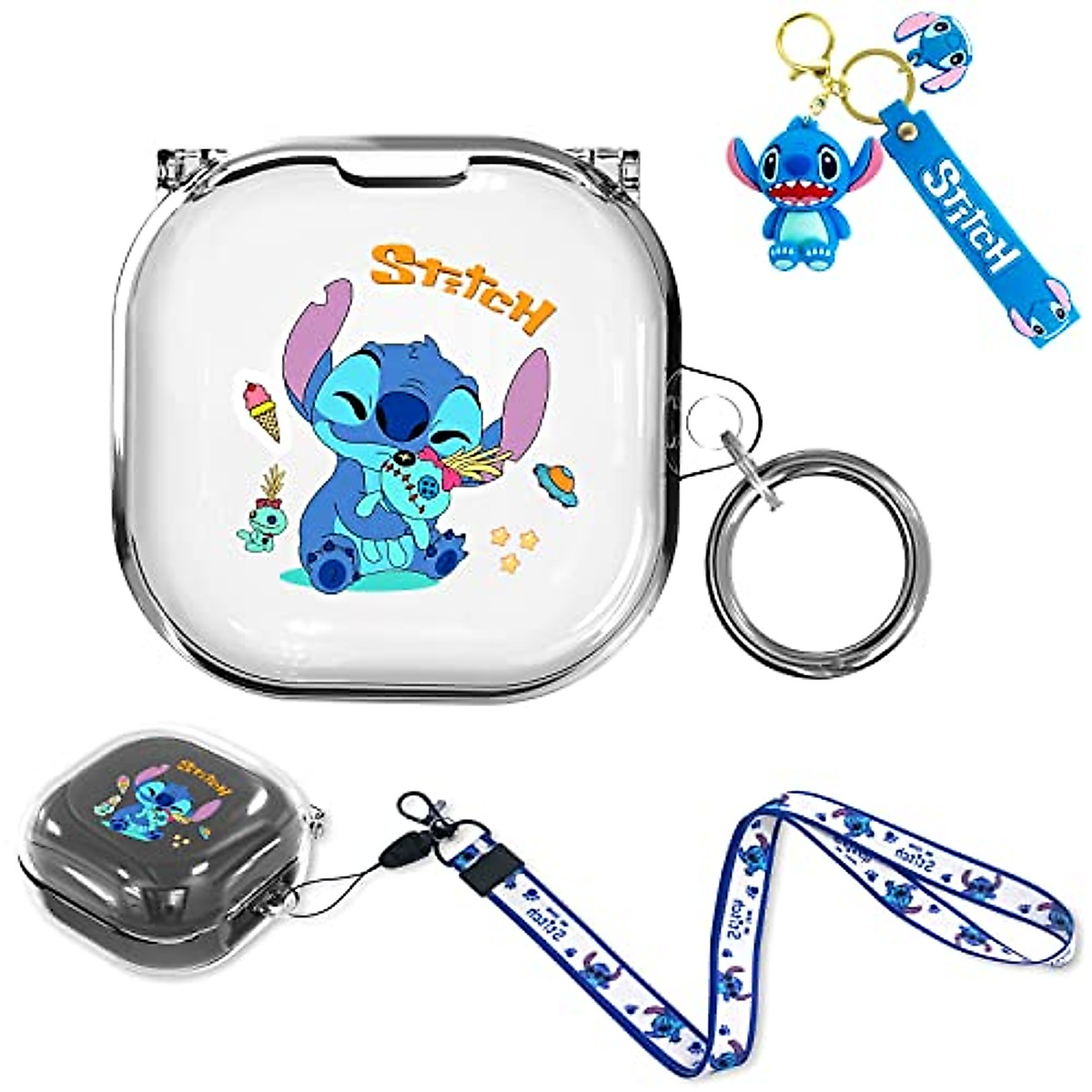 TOLUOHU Stich Case for Samsung Galaxy Buds2 pro(2022)/Galaxy Buds2(2022)/Galaxy Buds Live(2020)/Galaxy Buds Pro(2021), Hard PC Shockproof Protective Cover with Keychain Lanyard…