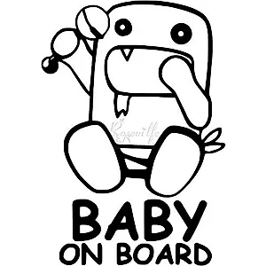 JDM Baby On Board Domo Kun Vinyl Decal Sticker for Home Office Decor Vehicle Window Sign Size- [8 inch] / [20 cm] Tall and Color- Gloss White