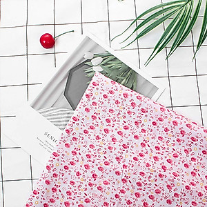 7Pcs 50 * 50cm Cotton Material Fabric, DIY Assorted Squares PreCut Bedding Suite Quarters Bundle, Yellow Floral Fat Quarters Quilting Fabric Bundles for Crafting Home Decoration Sewing (Pink)