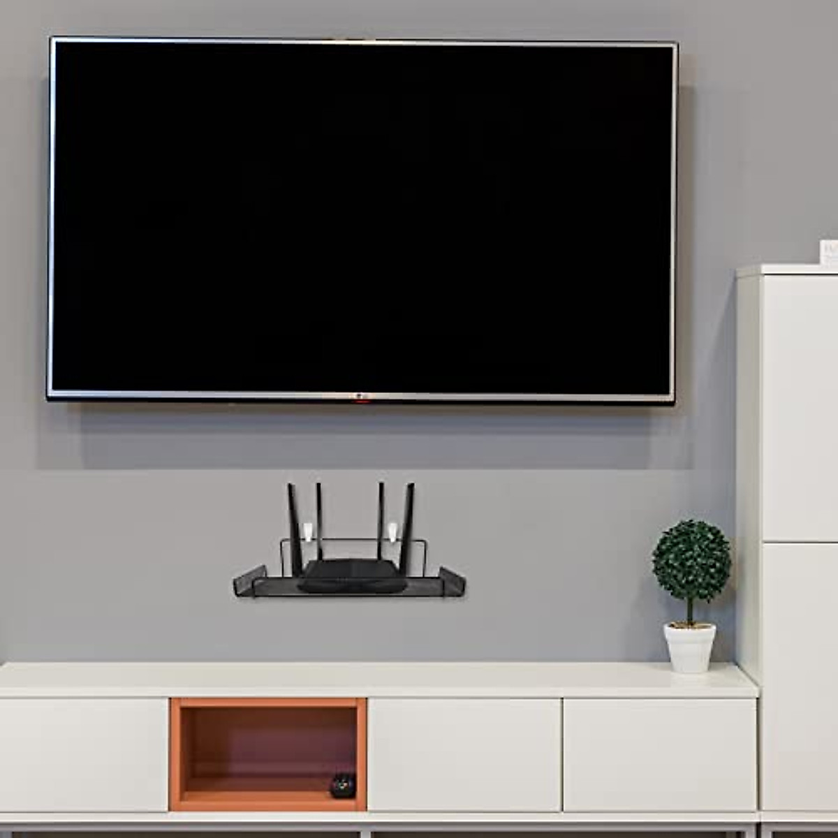 DECHOUS Router Wall Hanging Shelf Metal Mesh Tv Box Floating Shelf for DVD Player Projector Living Room Bedroom Kitchen Office