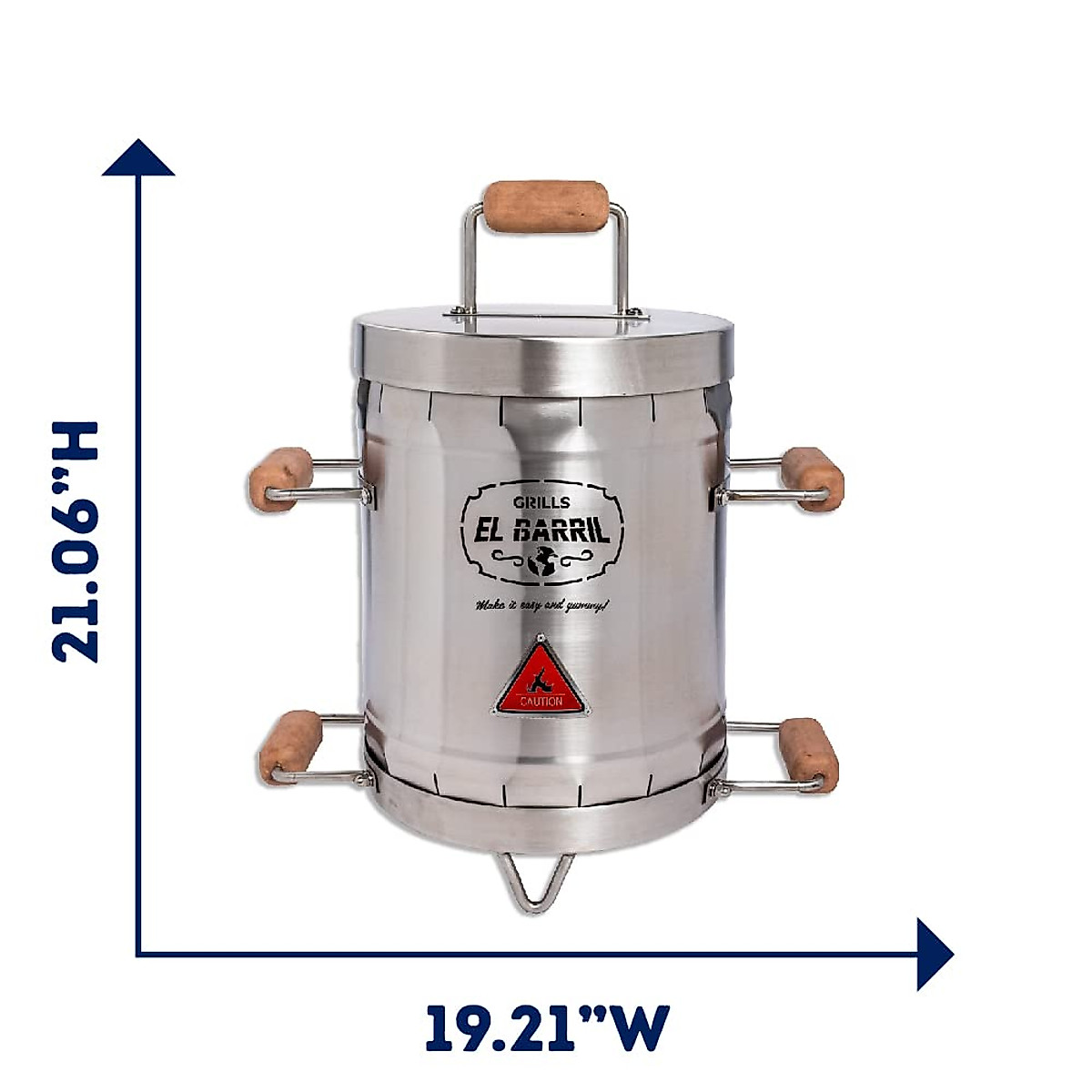 EL BARRIL Grill & Smoker Barrel SMALL Basic Combo| 100% Stainless Steel Barrel with 4 accessories| You can Grill, Smoke, Roast and Bake| Smokeless, Even Heat Distribution & Perfect for Your Meats